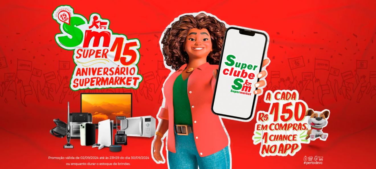 Super 15 Aniversário Supermarket: Concorra a Celulares, TVs e