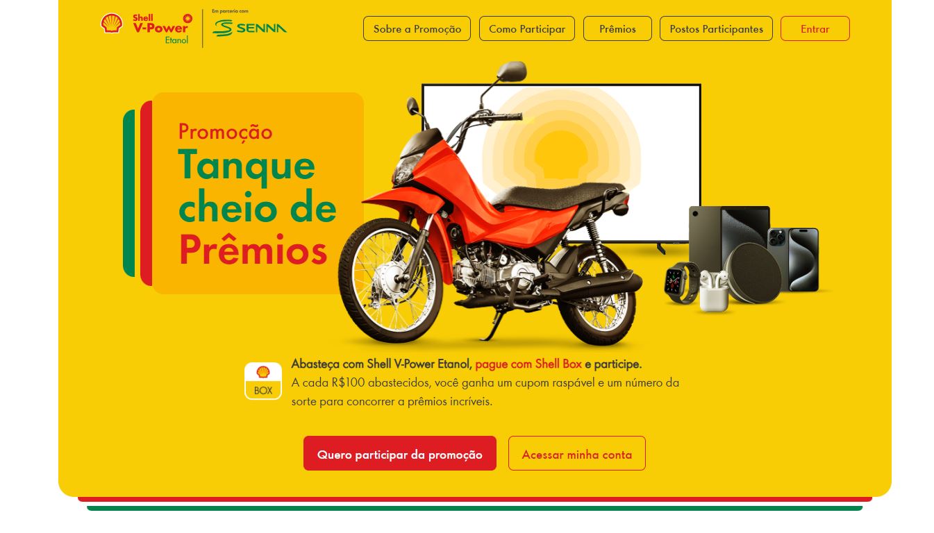 Tanque Cheio de Prêmios Shell: abasteça e concorra