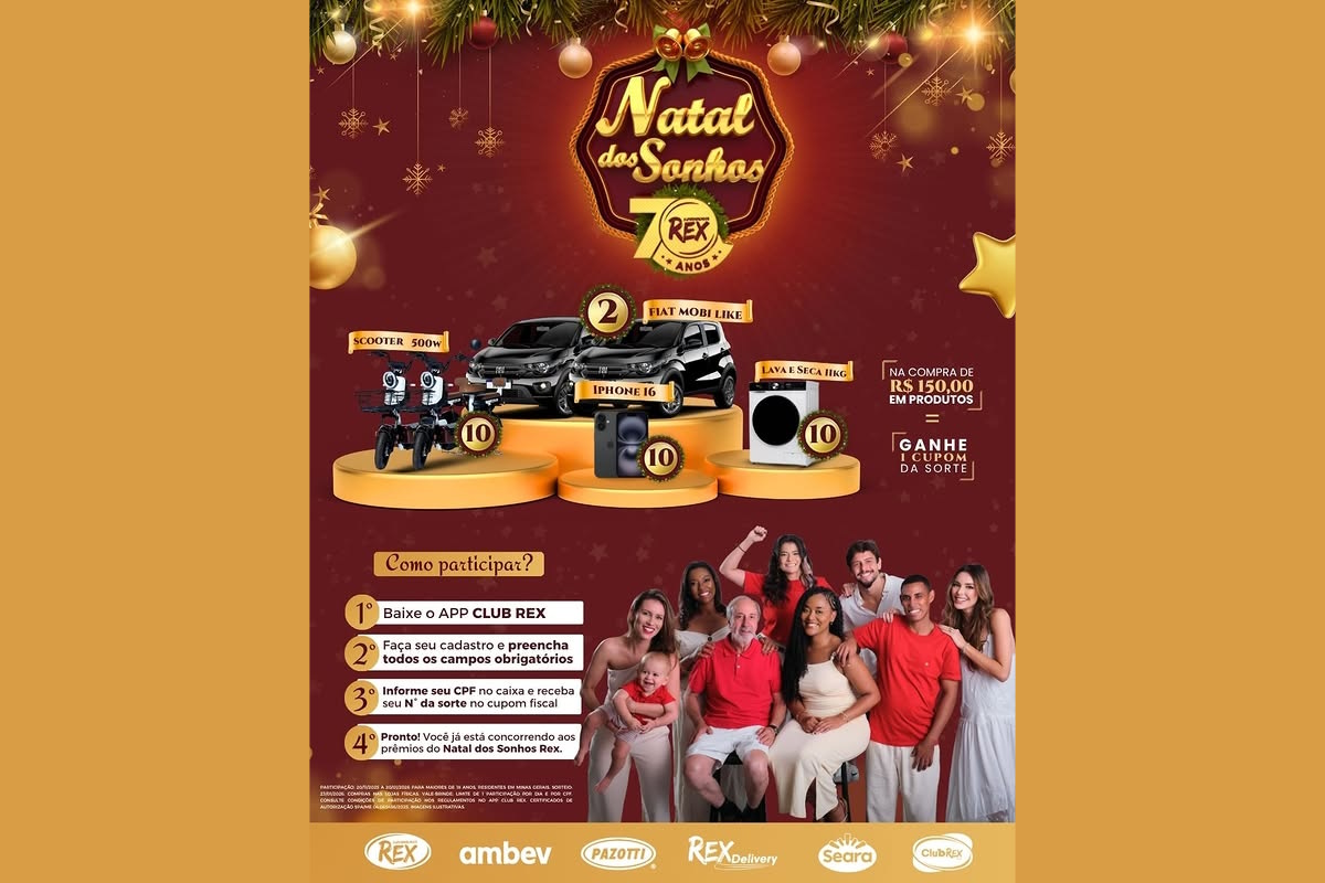 Promoção Rex 70 Anos: Concorra a Carros e iPhones